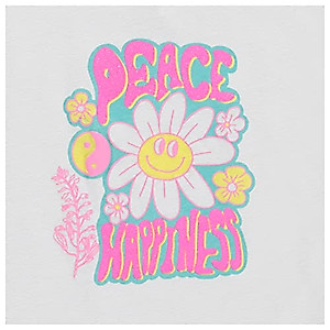 BTween Girls 6-Pack Peace Happiness Outfit Set w/Ruffle Sleeve Tees, Peplum Tank Top, Skirt, Dolphin & Biker Shorts/7-8