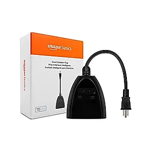 Amazon Basics Outdoor Smart Plug with 2 Individually Controlled Outlets, 2.4 GHz Wi-Fi, Works with Alexa Only