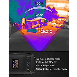 320 x 240 IR Resolution Thermal Camera, Pocket-Sized Infrared Camera with 76800 Pixels Real-Time Thermal Image, Temperature Measurement Range -4°F to 572°F, Mini IR Thermal Imager, Hti-Xintai