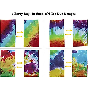ZhaoCo 24 pcs Party Favor Paper Bags, Tie Dye Wrapped Treat Bags 5.1''x3.2''x9.5'' Party Bags Goodie bags for Kids Birthday, Baby Showers, School Lunches