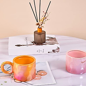 Koythin Ceramic Coffee Mug, Creative Gradient Handmade Big Handle Cup for Office and Home, Dishwasher Safe, 14 oz for Tea Latte Milk