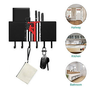 American Flag Lineman Key Hangers with 6 Hooks Large Wall Mounted Key Holder for Entryway