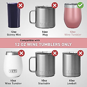 2 Wine Tumbler Lids 12 oz Spill Proof - 2.9 Inch Diameter - No Leak Splash Proof Replacement Silicon Slider Locking Closure, 2 Lids For Tumbler Open Close by C&berg
