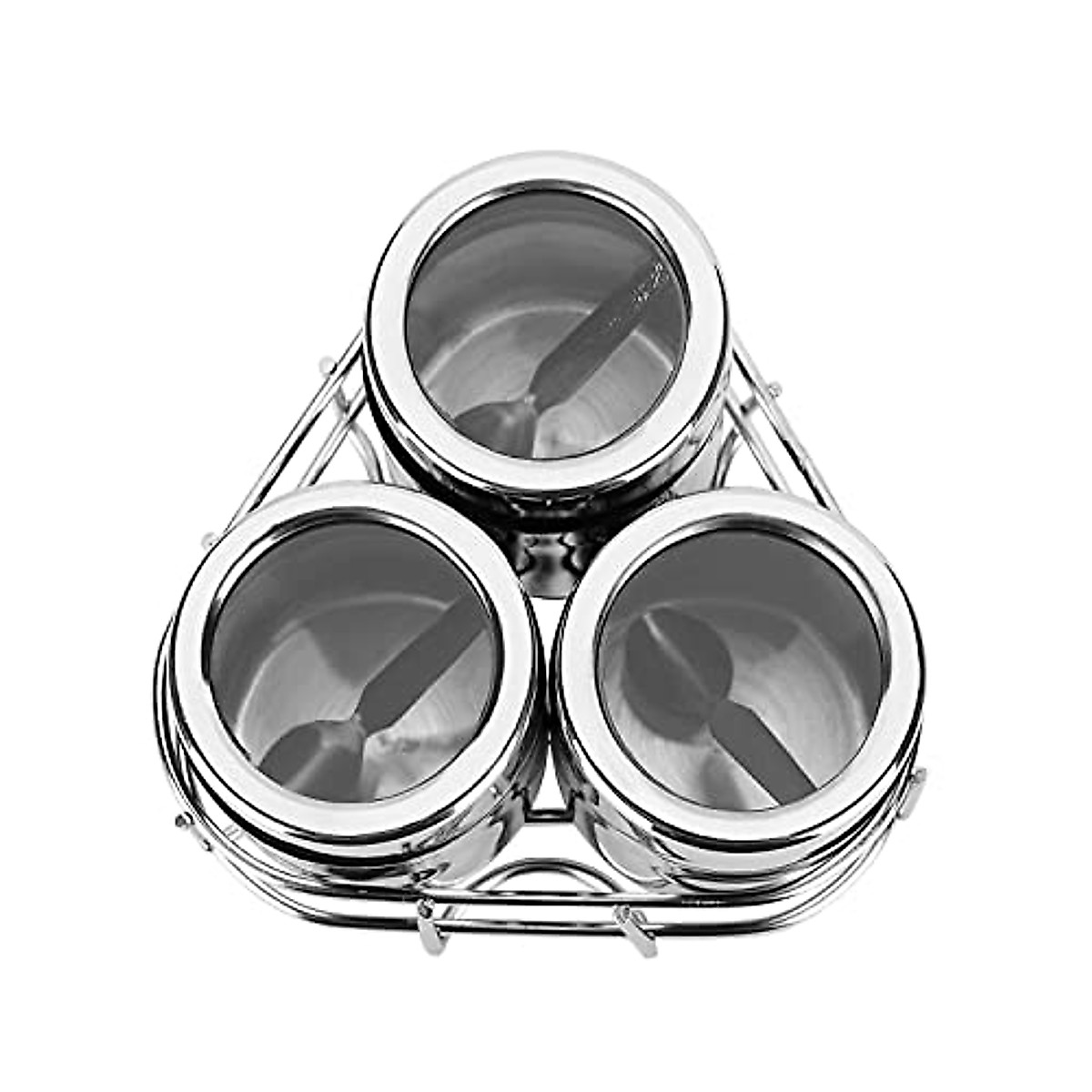 Zindwear ; Shop Your Style Stainless Steel Spices and Dry Fruit & Food Storage Round Containers With Stand and Spoons