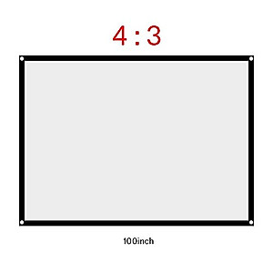 APAINI Portable Non-Crease White Projector Curtain Projection Screen with Adhesive and Hooks Projection Screens (Size : 100 inch)