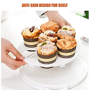 Cake Carrier Cover Cake Stand with Lid Dessert Serving Platter with Handle Cupcake Holder Pies Display with Base (White)
