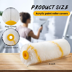 Mister Rui Paint Roller Kit, 15 Pack, 4 Inch Paint Rollers 12mm Nap, Small Paint Roller with Tray, Mini Paint Roller Kit, Paint Roller Brush with Roller Frame, Paint Tray and Liner, for Home Repair