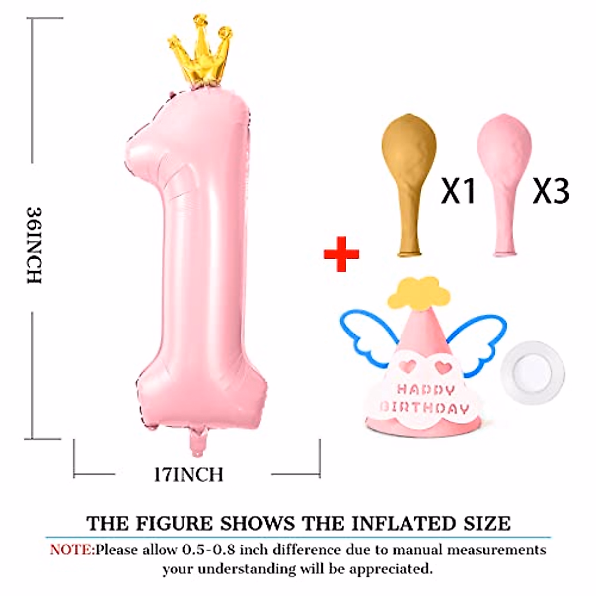 MJartoria Bundle 40 Inch Number Balloons with Crown with Birthday Party Hats 0-9 Big Size Happy Birthday Balloon Foil Digital Balloon for Birthday Party Wedding Anniversary Baby Shower Decorations