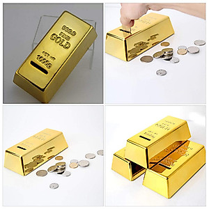 Kisangel Bar Bank Bar Piggy Bank Brick Saving Money Box Wealth Good Luck Success Decor for Kids Children Easter Birthday Party Favor