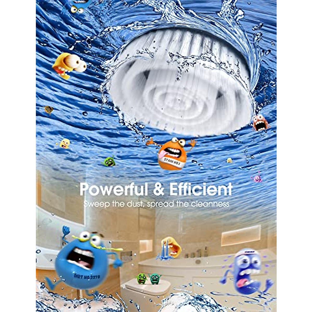 Electric Spin Scrubber, Sweepulire Cordless Cleaning Brush with 2 Speeds , Adjustable Extension Arm, 4 Replaceable Brush Heads, Power Shower Scrubber Cleaning Brushes for Bathroom, Tub, Tile, Floor