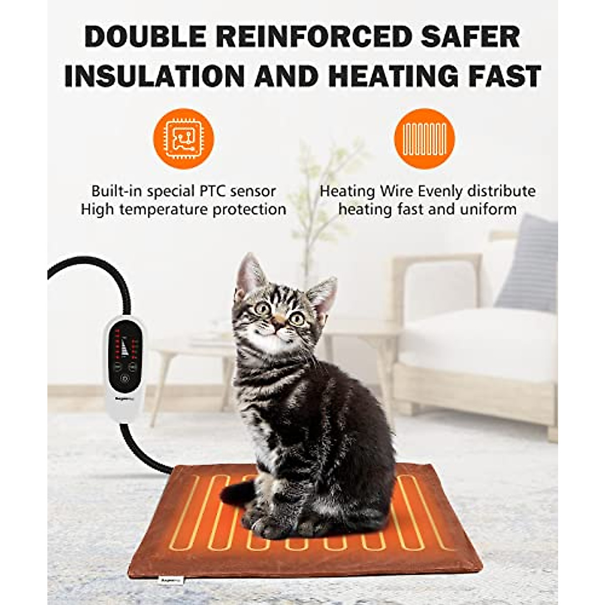 BurgeonNest Pet Heating Pad for Dogs Cats with Timer, 28" x 16" / 18" x 16" Upgraded Electric Heated Dog Cat Pad Temperature Adjustable Pet Bed Warmer Blanket Mat Auto Power-Off