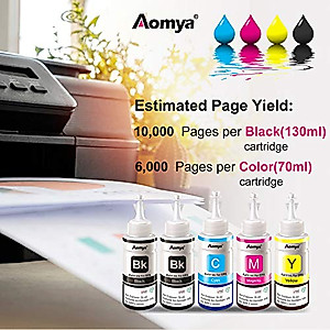 Aomya Compatible Epn T664 Ink Refill Bottle kit for Expression ET-2650, ET-2500, ET-2550, ET-2600 & Workforce ET-16500, ET-4500, ET-4550 L100 L110 L120 L200 L210 L300 L350 L355 L550 L555 Printers