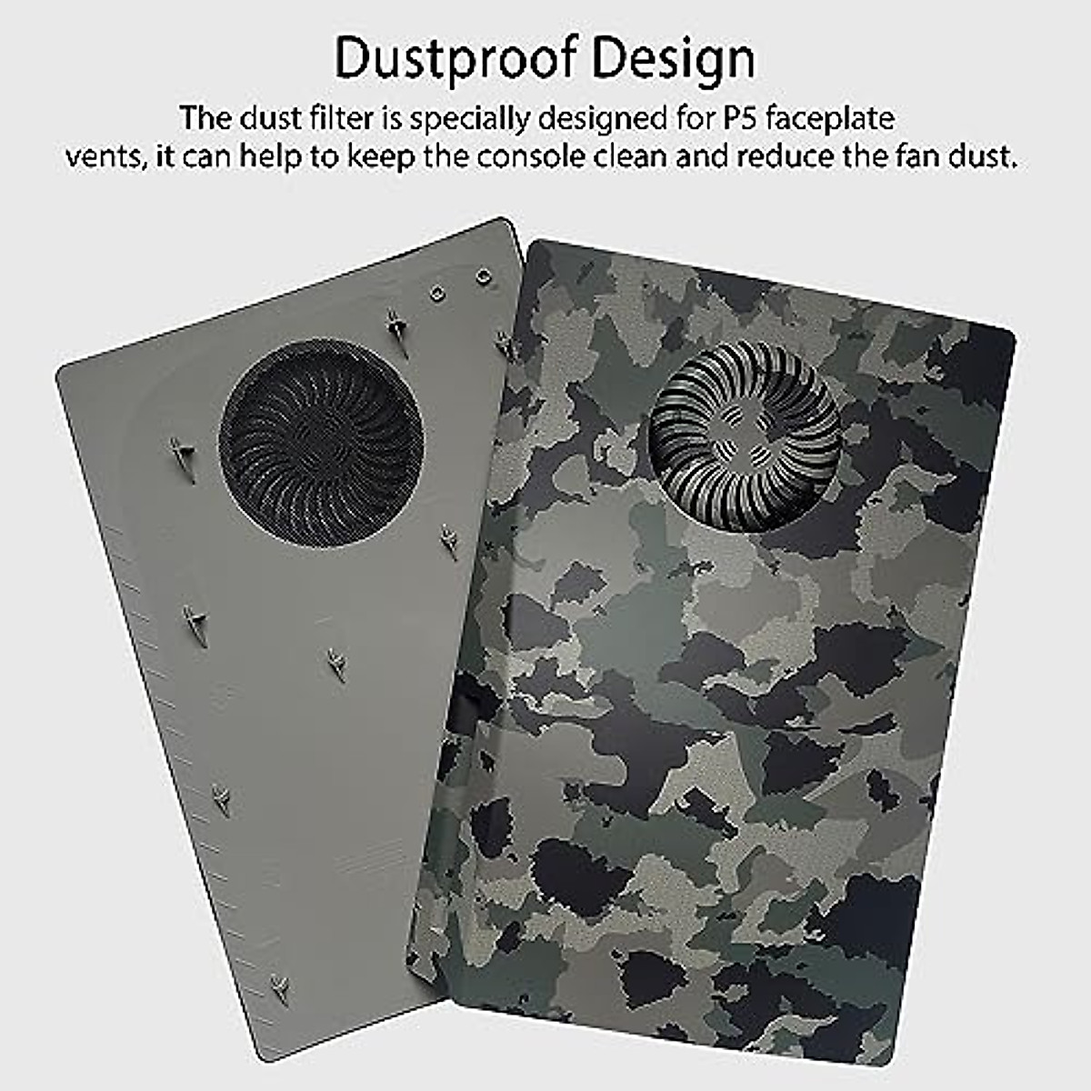 Faceplate for PS5 with RGB Light Strip and Dust Filter for Cooling Vents DOBEWINGDELOU 400+ Effects LED Light Ring Console Cover for PS5 Disc Edition DIY Decoration Kit Accessories Camouflage