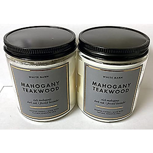 Bath and Body Works 2 Pack Mahoganny Teakwood Single Wick Candle. 7 Oz.