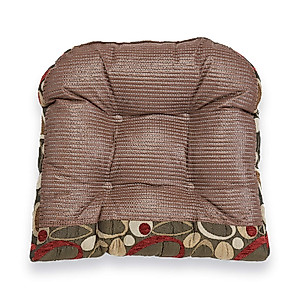 Klear Vu Gripper Overstuffed Universal Non-Slip Dining Chair Cushions for Kitchen Decor or Office Use, U-Shaped Skid-Proof Seat Pad, 17x17 Inches, 2 Count (Pack of 1), Brown