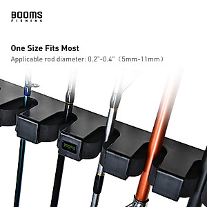 Booms Fishing WV2 Fishing Pole Holder Wall Mount, Vertical Fishing Rod Holders, Fishing Pole Rack for Garage, 13.6” Fishing Rod Rack Holds Up to 6 Rods or Combos, Black