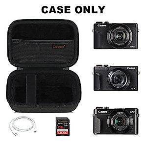 Canboc Hard Travel Case for Canon PowerShot G7X Mark II/III / G5 X Mark II Digital Camera, Mesh Bag fit Battery, Charger, USB Cable, Wrist Strap or Other Camera Accessories, Black