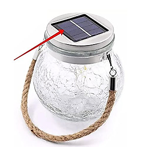 EternityFuture Garden Decoration Waterproof Solar Lantern, Value Pack of 2, Glass Bottle Jar, 30 LED Warm Lights, Unique Crack Pattern Ball Hanging Light