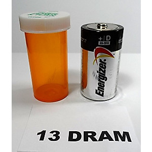 Plastic Prescription Vials/Bottles 50 Pack w/Caps Larger 13 Dram Size-New