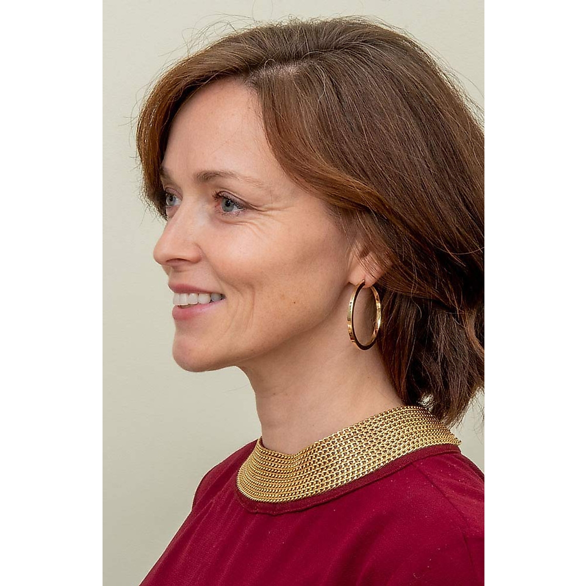 Large 14k Yellow Gold Square-Tubed Hoop Earrings (3mm Thick), (45mm)