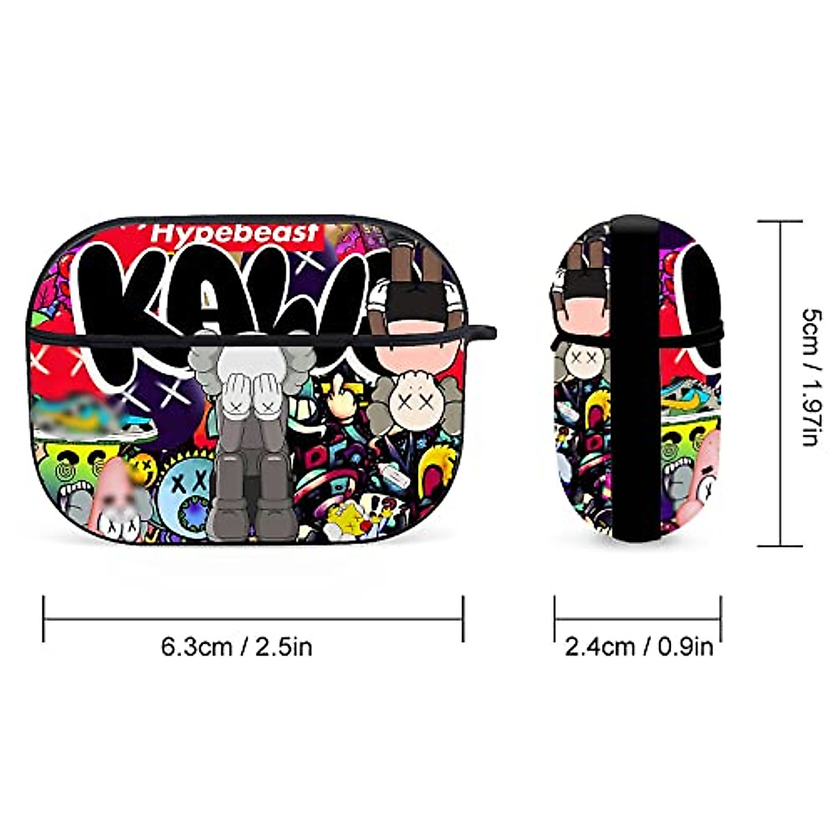 Headphone Case Compatible with AirPods Pro with Cute Cartoon Shockproof TPU Cover and Anti-Lost Keychain for Adults Men Women Teens (Airpods Pro, Red)