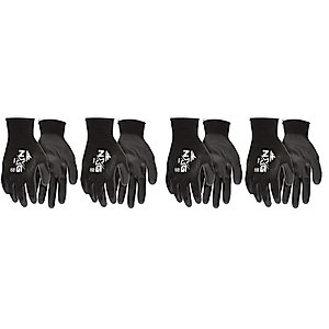 MCR Safety 9669L NXG Work Gloves 13 Gauge Black Nylon Shell Black Polyurethane (PU), 1 Pair