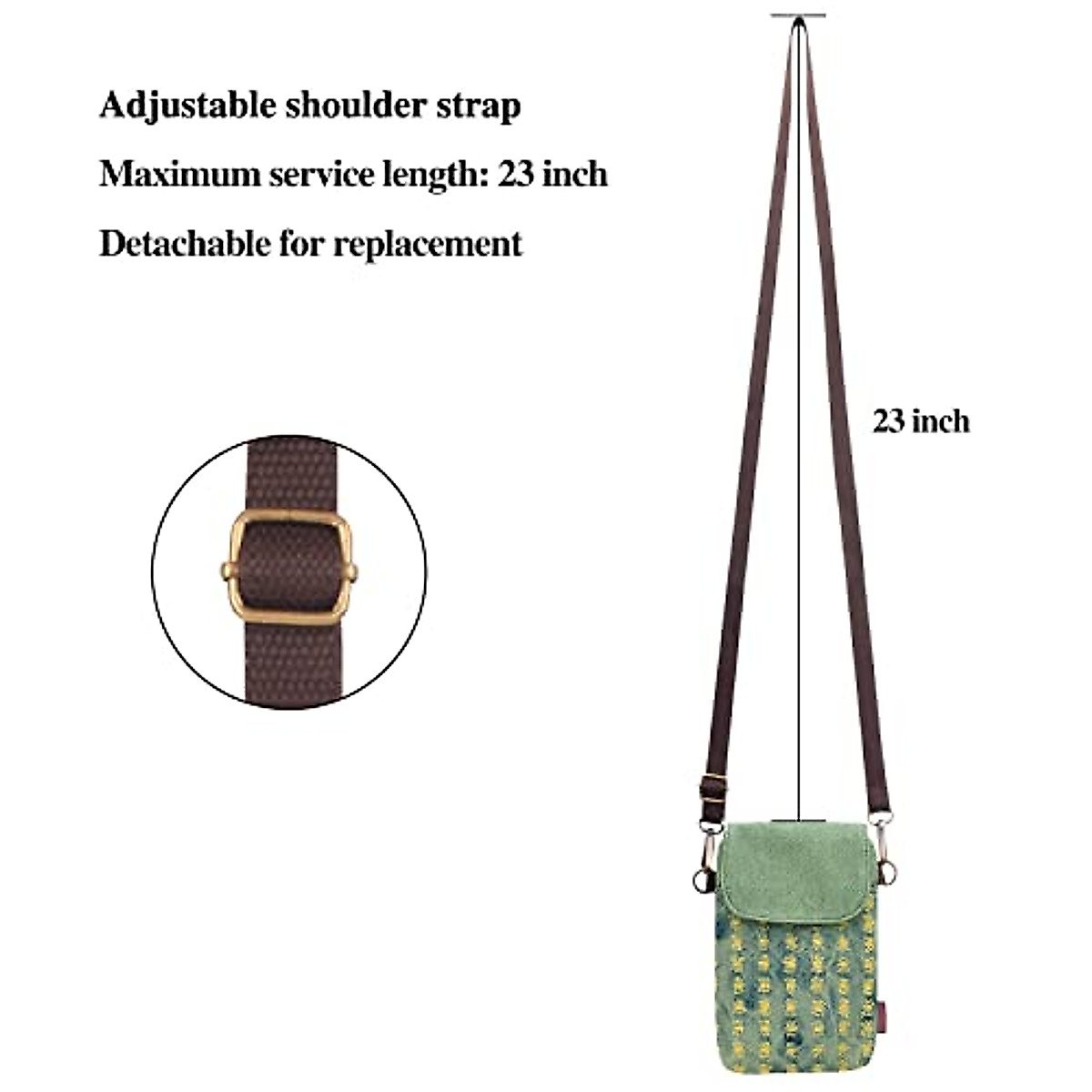WITERY Small Crossbody Bags for Teen Girl - Handmade Cute Canvas Cross Body Phone Purse Cloth Pouch with Adjustable Shoulder Strap, Mini Women Travel Cell Phone Purse Wallet