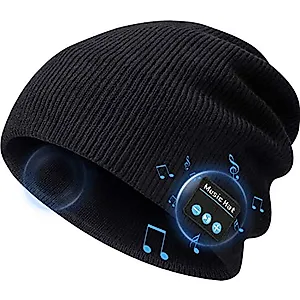 Bluetooth Beanie Hats, Christmas Tech Gifts for Men Women, Wireless Music Hat Headphones - Unisex Winter Knit Cap Headset with Built-in Mic, 100% Washable