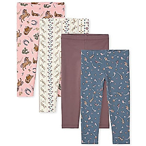 The Children's Place Baby Toddler Girls Fashion Leggings 4-Pack, Praire Ditzy/Lilac/Lake Blue/White Fair Isle 4 Pack, 4T