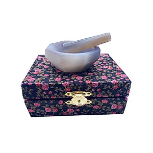 KOLAMOON ID: 50MM 1.97" Lab Grinding Natural Agate Mortar and Pestle Set Standard Form Inner Diameter 50mm Inner Depth 15 mm