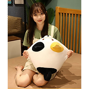 Cute Soft Fat Tabby Cat Kitten Stuffed Animals Cat Kitten Plush Toys Cat Kitten Plushies Throw Pillow Cat Kitten Hugging Cuddly Cat Kitten Doll Pillow Gift for Kids and Lovers (White, 14-Inch)