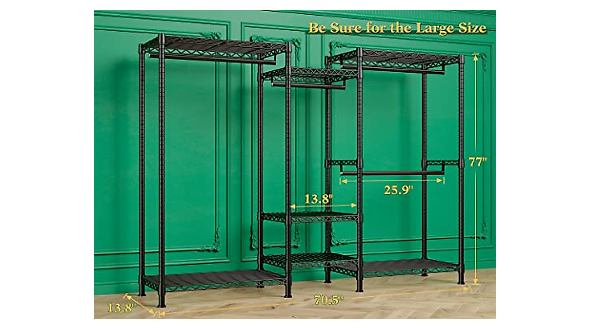 Heavy Duty Clothing Rack - 725LBS Capacity | Raybee Wardrobe Organizer