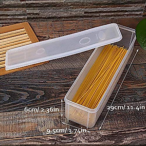 RAYNAG 2 Pack Pasta Containers Storage Spaghetti Noodles for Refrigerator/Pantry Airtight Spaghetti Keeper Box Clear Plastic Rectangular Pasta Horizontal Storage Canister