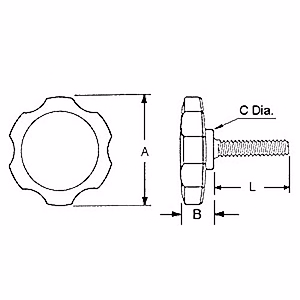 1/4"-20 x 1" Thumb Screw Stainless Steel Standard/Coarse Threads Clamping Rosette Knobs RED - Made in The USA (4)