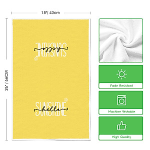 Artoid Mode Eucalyptus Leaves Sunflower Summer Kitchen Towels Dish Towels, 18x26 Inch Hello Sunshine Holiday Decoration Hand Towels Set of 2
