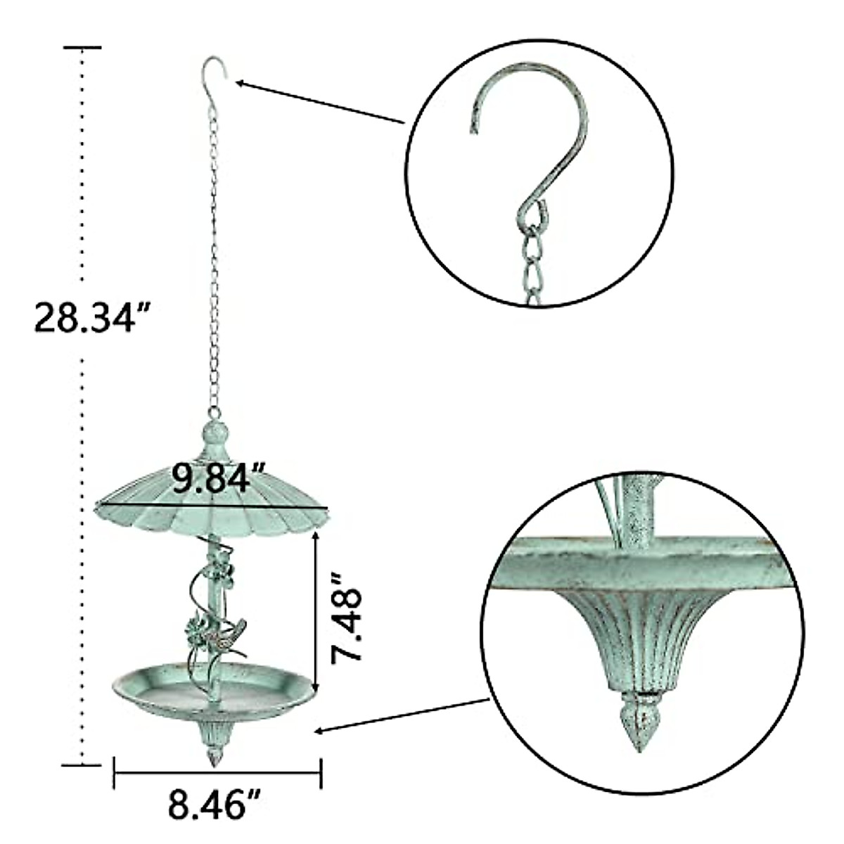 Bird Feeder Hanging Tray, Bird Feeders for Outdoors Hanging, Outdoor Hanging Metal Bird Feeder, Antique Umbrella Shape Bird Feeder, Metal Hanging Seed Tray for Garden Yard Decoration