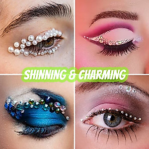 3 Sheets Eye Body Face Gems Jewels Rhinestone Stickers Temporary Tattoo Gems Self Adhesive Crystal Makeup Face Stick Gems for Festival Accessory and Nail Art Decorations(Gold)