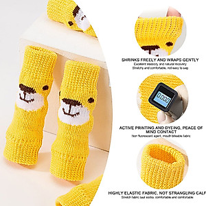 GLOGLOW Dog Elbow Protector, 4pcs Cotton and Polyurethane Dog Elbow Protector Knees Protector Cartoon Bear Pattern Joints Dirty Pet Dog Elbow Sleeve (S)