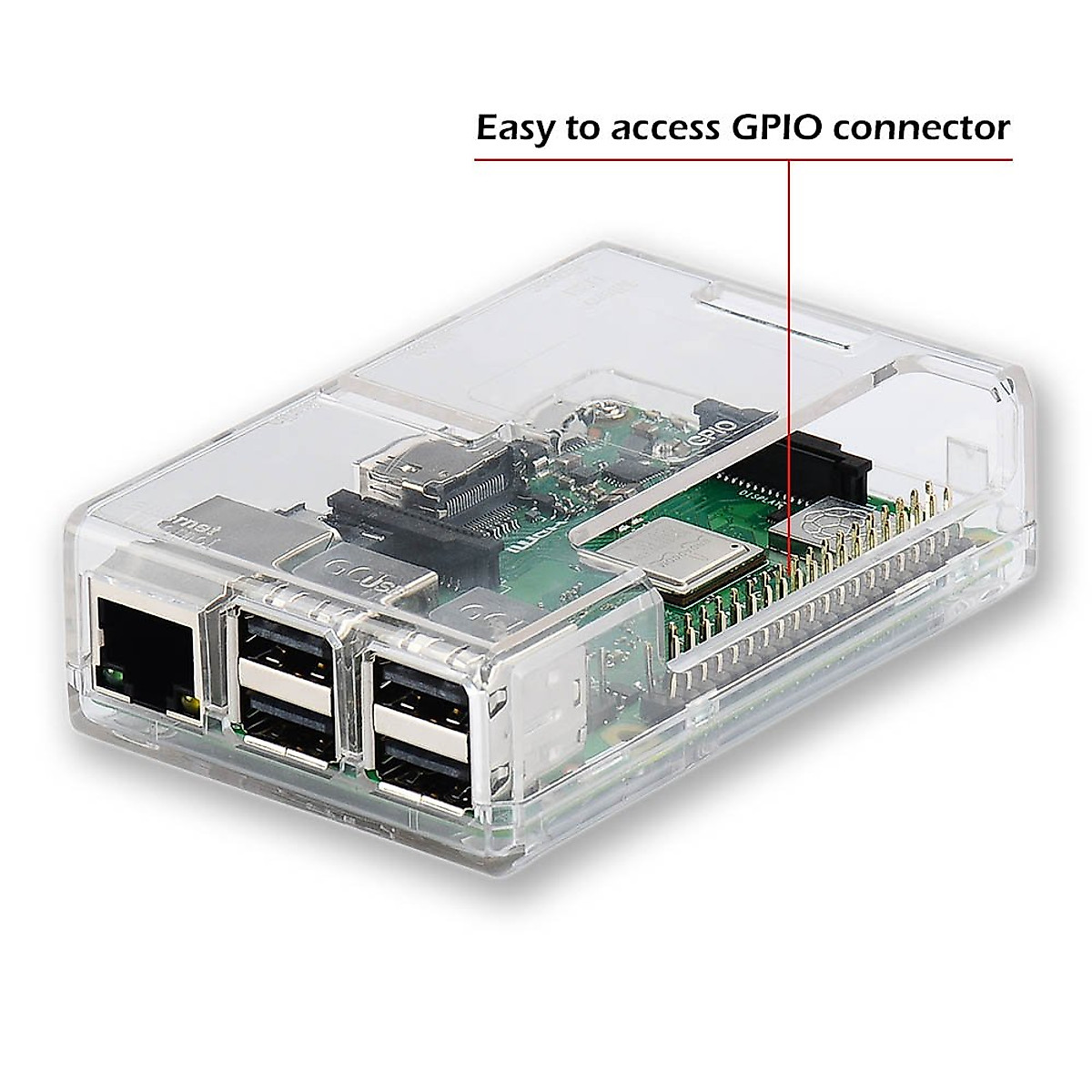 Raspberry Pi 3 b+ Case, iUniker Raspberry Pi 3 Model B+ Transparent Case with Raspberry Pi Heatsink for Raspberry Pi 3B+, 3B - Access to all ports (Clear)
