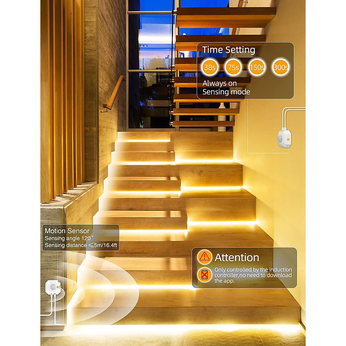 MATICOD Motion Sensor Light Indoor Under Bed Lights Under Cabinet Lights, Motion Activated Led Light Strip for Bedroom,Warm White LED Closet Lights Motion Sensored Under Cabinet Lighting NO APP