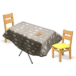 51" Multi-Purpose Waterproof Baby Splat Mat for Under High Chiar, Portable Play Mat for Toddler, Non-Slip Floor Splash Mat and Table Cloth (Beige Arrow)