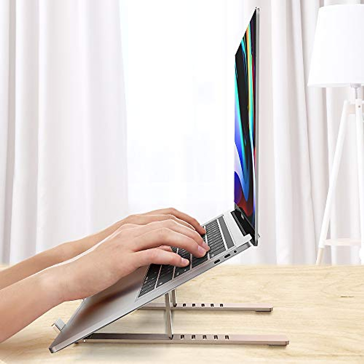 Aduro U-Rise Steel Ergonomic Laptop Stand Adjustable Height Aluminum Monitor Stand Riser Compatible with 10-15.6" Laptop Gold