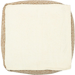 WOVEN ST. UNSTUFFED Pouf Ottoman Cover Textured Printed Storage Cube Pouf Pouffe Accent Chair Seat Footrest for Living Room, Bedroom, Nursery, Kids Room, Patio, Gym; 100% PET (16"x16"x16") (Beige)