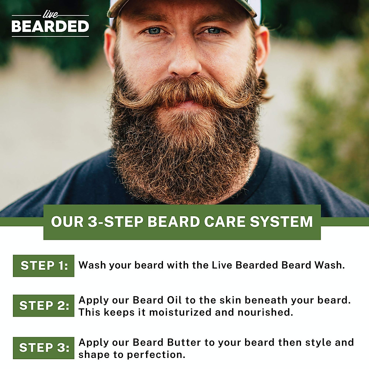 Live Bearded: Beard Oil and Beard Butter Grooming Kit - Executive - All-Natural Ingredients with Shea Butter, Argan Oil, Jojoba Oil and More - Beard Growth Support - Made in the USA