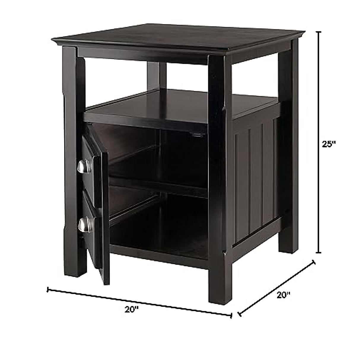 Winsome Solid Wood 2 Drawer Timber Night Stand Black Finish