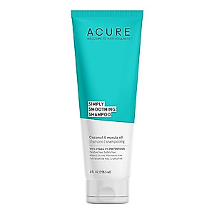 Acure Simply Smoothing Shampoo, Water, Coconut & Marula Oil, 100% Vegan, Performance Driven Hair Care, Smooths & Reduces Frizz, White/Blue, 8 Fl Oz