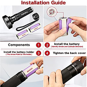 Vansky Black Light UV Flashlights, Ultra Bright 100 LED 395nm Ultraviolet Blacklight Detector for Dog Cat Pet Urine, Dry Stains and Bed Bug, Matching with Pet Odor Eliminator