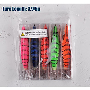 Glow Squid Jigs Saltwater Fishing Lures 10pcs Shrimp Prawn Lures Luminous for Cuttlefish Octopus Fishing Lures Kit