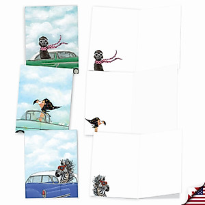 The Best Card Company Assorted Blank Greeting Card Box Set - Incl. 20 Cards + Envelopes - 10 Unique Designs - Perfect for Thank Yous, Invitations, More - Driving Divas AM9276OCB-B2x10