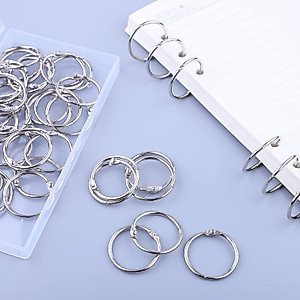 AKONEGE 0.75 Inch Loose Leaf Binder Rings, Small Office Book Rings, Nickel Plated Steel Binder Rings, Keychain Key Rings, Metal Book Rings, Silver, for School, Home, Office (50-Pack)